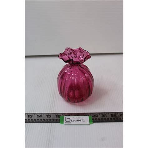 Cranberry Blown Glass Vase Bodnarus Auctioneering