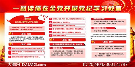 红色大气在全党开展党纪学习教育展板大图网图片素材