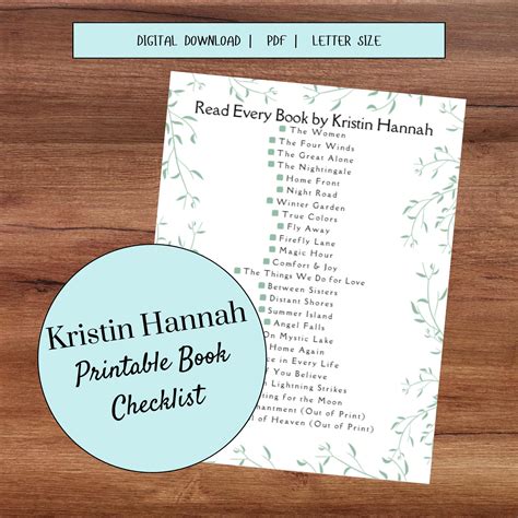 Kristin Hannah Book Checklist Every Book By Kristin Hannah Book
