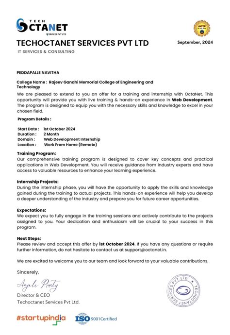 Peddapalle Navitha On Linkedin Internship Webdevelopment Octanet