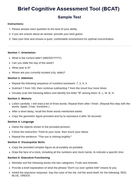 Bcat Test Sample Pdf Cognition Memory
