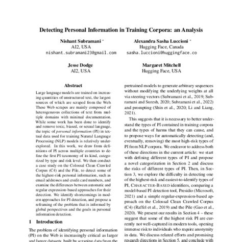 Detecting Personal Information In Training Corpora An Analysis Acl Anthology