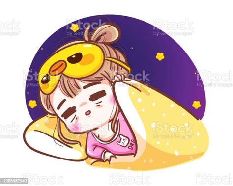 젊은 여자는 침대에 가서 좋은 수면 개념과 흰색 배경에 고립 된 피로에 휴식 가정의 방에 대한 스톡 벡터 아트 및 기타 이미지