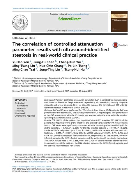Pdf The Correlation Of Controlled Attenuation Parameter Results With Ultrasound Identified