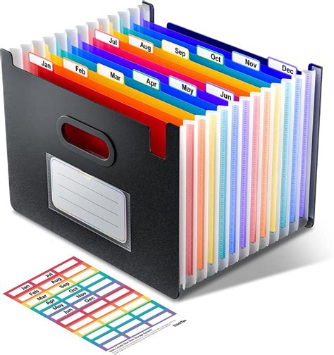 Accordion File Organizer 26 Pockets File Folders Upright And Open Top A Z Colorful