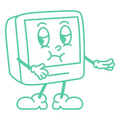 Diseño PNG Y SVG De Computadora Verde De Dibujos Animados Con Una Cara