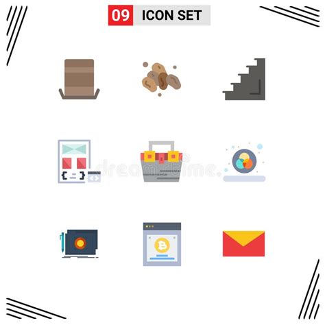 9 Thematic Vector Flat Colors And Editable Symbols Of Bag Development
