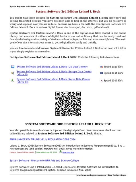 System Software 3rd Edition Leland L Beck Eym14pdf Pdf E Books