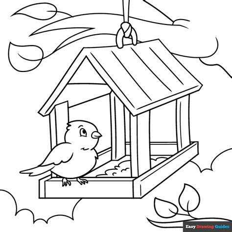 Bird Feeder Coloring Page Easy Drawing Guides