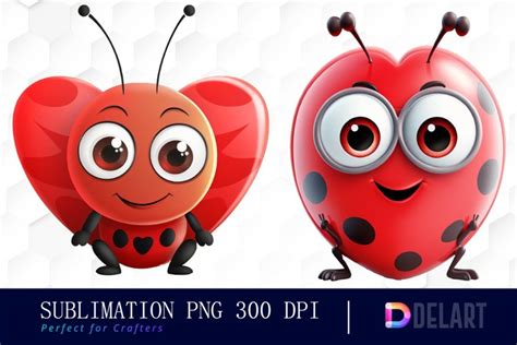 Cute Love Bug Clipart Sublimation Png