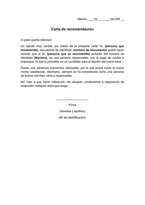 Modelo Carta De Recomendacion Arrendatario Kulturaupice Images And