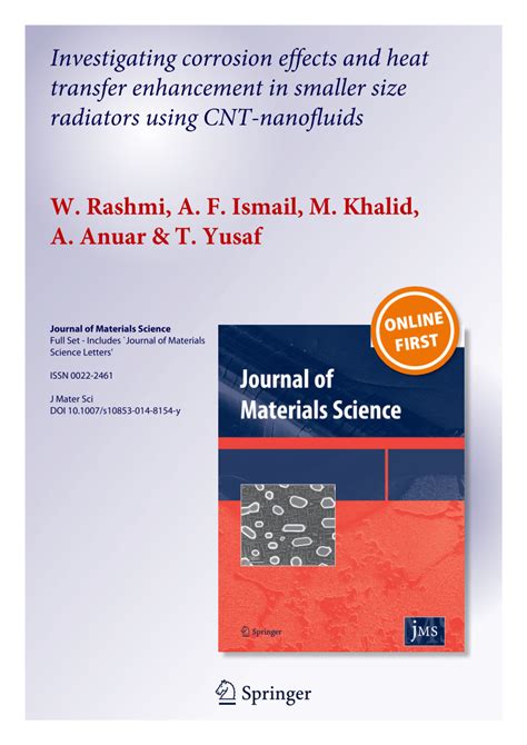Pdf Investigating Corrosion Effects And Heat Transfer Enhancement In Smaller Size Radiators