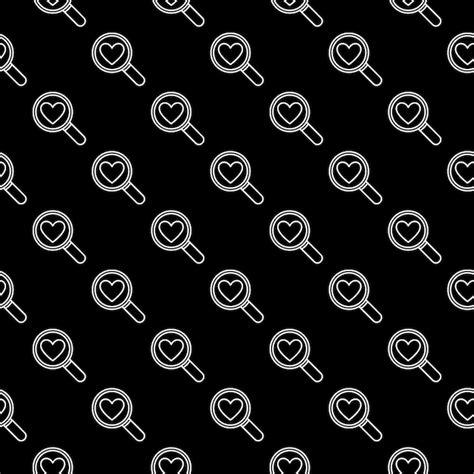Premium Vector Heart In Magnifier Vector Outline Dark Seamless Pattern