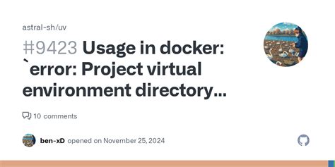 Usage In Docker Error Project Virtual Environment Directory App