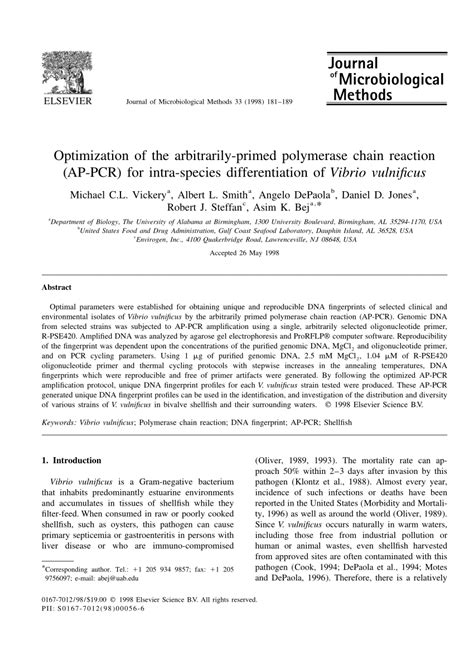 Pdf Optimization Of The Arbitrarily Primed Polymerase Chain Reaction Ap Pcr For Intra