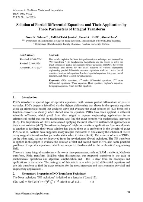 Pdf Solution Of Partial Differential Equations And Their Application