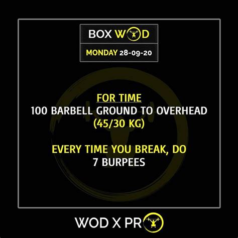 Box WOD Monday 28 09 2020 Wod Workout Crossfit Workouts Wod