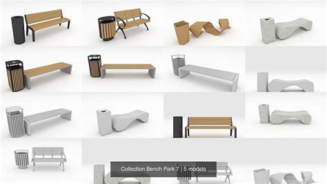 Collection Bench Park 7 Vr Ar Low Poly Cgtrader