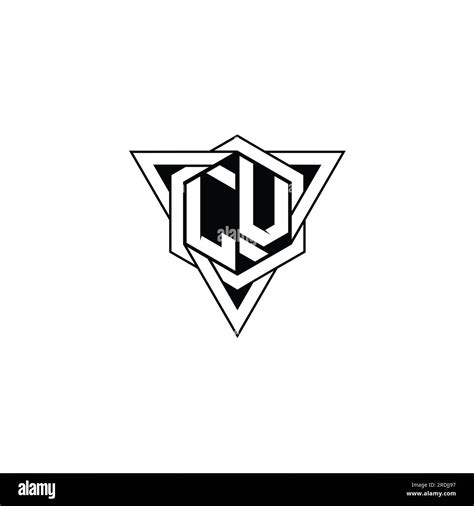 Lv Letter Logo Monogram Hexagon Shape With Triangle Geometric Outline Sharp Modern Style Design