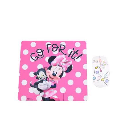 Disney Kit Mouse Inalambrico Usb 3b Y Mousepad Rosado Minnie Mouse