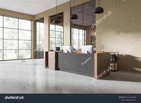 Modern Office Reception Area Large Windows Stock Illustration 2517155193 Shutterstock