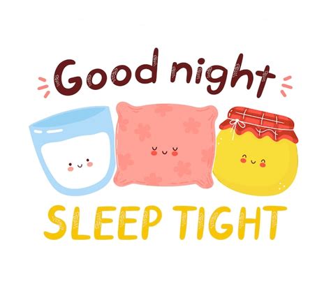 귀여운 행복 재미 베개 세트 컬렉션 만화 캐릭터 손 그리기 스타일 일러스트입니다 잘자요 꽉 카드 프리미엄 벡터