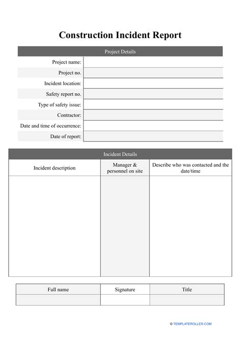 Construction Incident Report Template Fill Out Sign Online And
