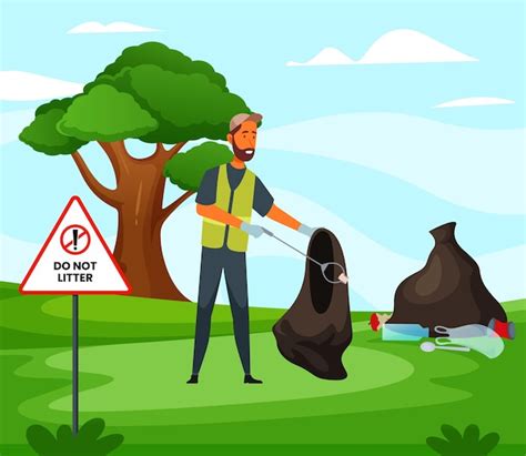 Premium Vector Vector Man Carrying Garbage In A Plastic Bag