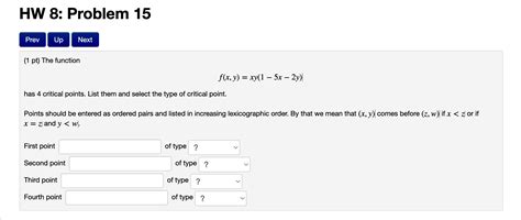 Solved HW Problem Prev Up Next Pt The Function Chegg Com