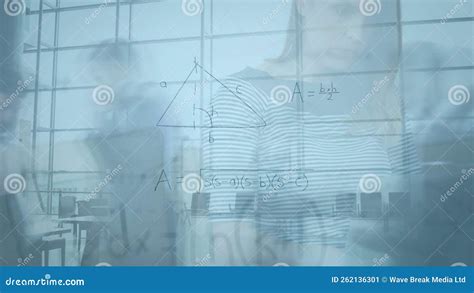 Animation Of Mathematical Equations Over Diverse Business People In Office Stock Video Video