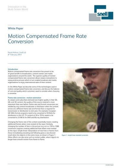 Motion Compensated Frame Rate Conversion White Paper Snell