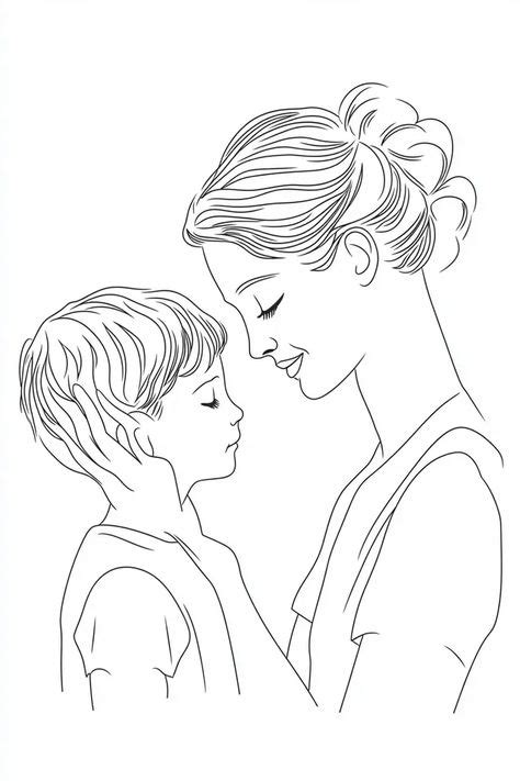 Mother Son Drawing Sketches
