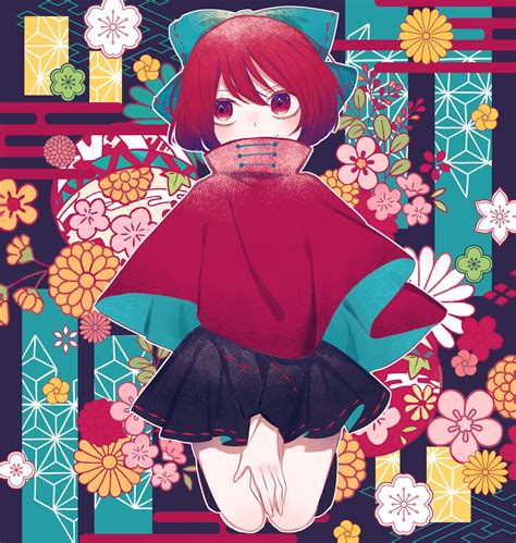 Safebooru 1girl Absurdres Black Skirt Blue Bow Blush Bow Cloak Closed