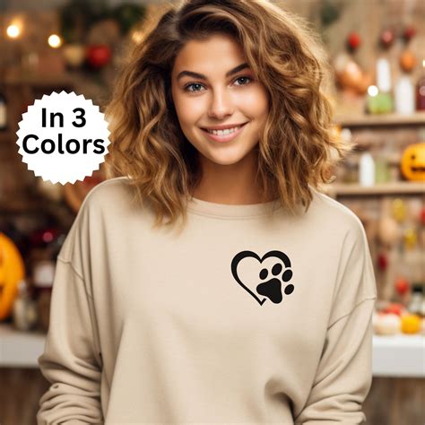 Dog Paw Print Heart Sweatshirt I Love My Dog Sweatshirt Cute Dog T