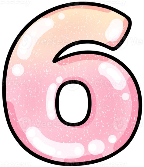 Hand Drawn Number 6 Pink Color Tone With Jelly Texture 43735185 Png