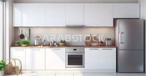 مطبخ بديكورات داخلية عصرية فاخرة، فنون الهندسة المعمارية المتميزة