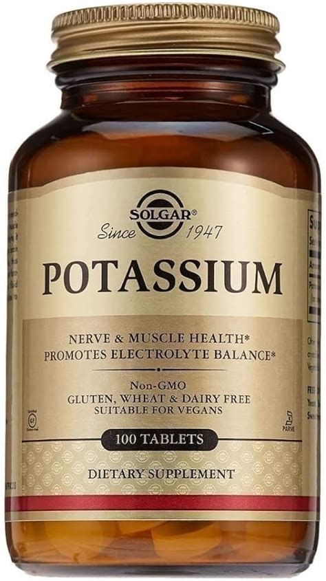 Solgar Potassium Tablets - Pack of 100 - Essential Electrolyte ...