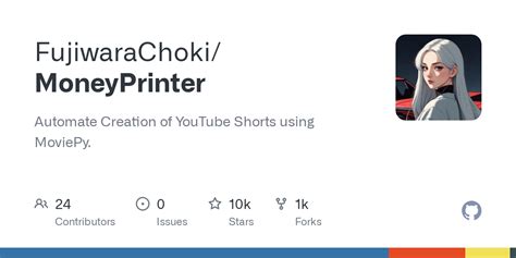 GitHub FujiwaraChoki MoneyPrinter Automate Creation Of YouTube