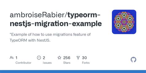 Github Ambroiserabiertypeorm Nestjs Migration Example Example Of