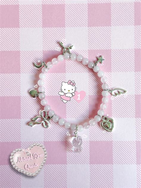 Hello Kitty Natural Rose Quartz Bracelet Etsy