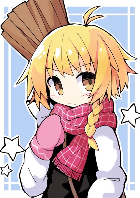 Safebooru 1girl Asameshi Black Vest Blonde Hair Blue Background Blush