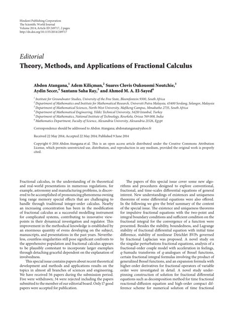 Pdf Theory Methods And Applications Of Fractional Calculus