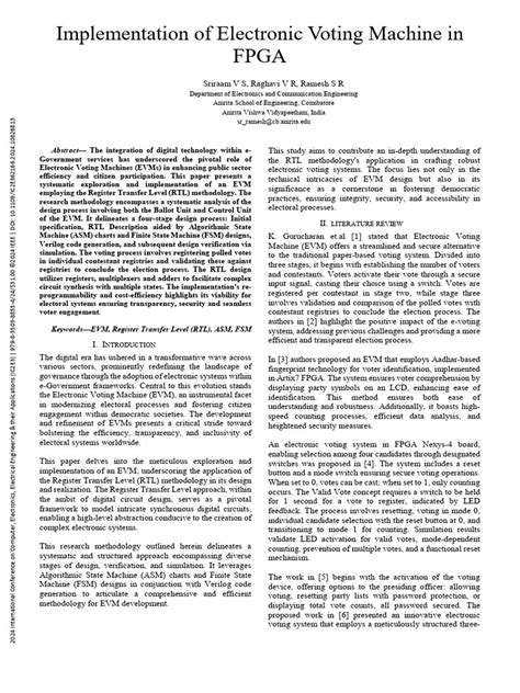 Implementation Of Electronic Voting Machine In Fpga 333 Pdf