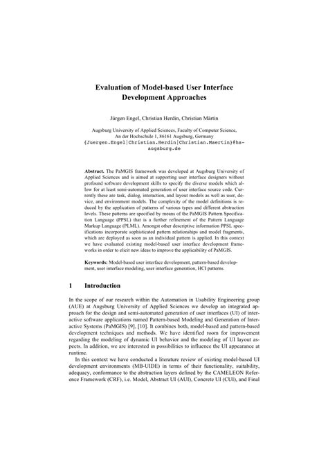 pdf evaluation of model based user interface development approaches