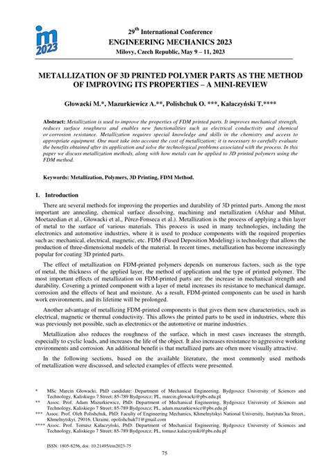 PDF Metallization Of D Printed Polymer Parts As The Method Of Improving Its Properties A