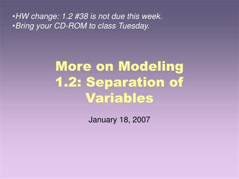 ppt more on modeling 1 2 separation of variables powerpoint