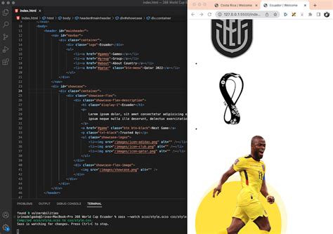 Práctica de HTML y CSS SASS con el Mundial Ecuador