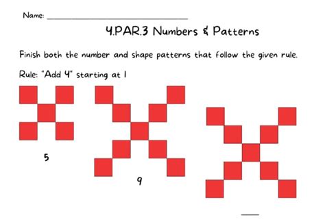 Fourth Math Standard 4par3 Numbers And Patterns Multi Purpose Sheets