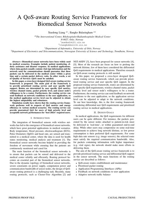 Pdf A Qos Aware Routing Service Framework For Biomedical Sensor Networks