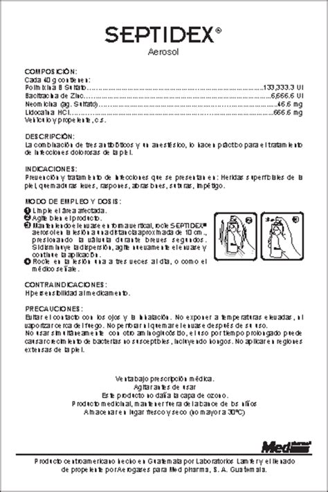 Septidex Manual De Uso Del Aerosol Medicinal Para Infecciones Studocu
